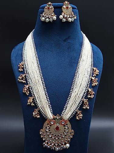 OZANOO Kundan Necklaces Set For Women And Girls, Kundan Necklace Set Jaipuri Jewellery/Indian Traditional Jewellery Set For Women And Girls, Necklaces