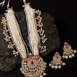 OZANOO Kundan Necklaces Set For Women And Girls, Kundan Necklace Set Jaipuri Jewellery/Indian Traditional Jewellery Set For Women And Girls, Necklaces