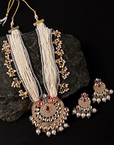 OZANOO Kundan Necklaces Set For Women And Girls, Kundan Necklace Set Jaipuri Jewellery/Indian Traditional Jewellery Set For Women And Girls, Necklaces