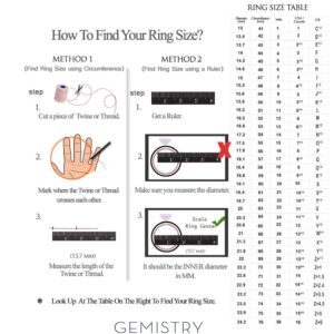 GEMISTRY Natural Classic Round Gemstone Bypass Ring with Black Onyx in 925 Solid Sterling Silver for Women, Girls | December Birthstone Jewelry Gift for Her