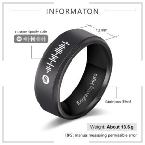 LoraPetid Scannable Custom Spotify Code Music Promise Rings Personalized Wedding Band Rings for Men Women Dad Mom BBF Engraved Song Name Rings Stainless Steel Ring Jewelry Gift (9)