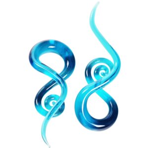 glupez 2pcs glass spiral ear tapers ear plugs expander stretcher hanger twist ear gauges earrings stretching tunnels body piercing jewelry for women men 2g 6mm blue