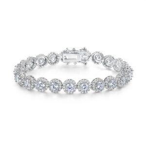 gemsme tennis bracelet for women 1 row 18k white gold plated 5mm round cubic zirconia bracelets