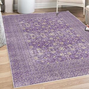 ambesonne ethnic decorative rug, folk culture tangled forms eastern style royal details vintage ornaments, quality carpet for bedroom dorm and living room, 5' 1" x 7' 5", mauve