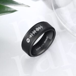 LoraPetid Scannable Custom Spotify Code Music Promise Rings Personalized Wedding Band Rings for Men Women Dad Mom BBF Engraved Song Name Rings Stainless Steel Ring Jewelry Gift (9)