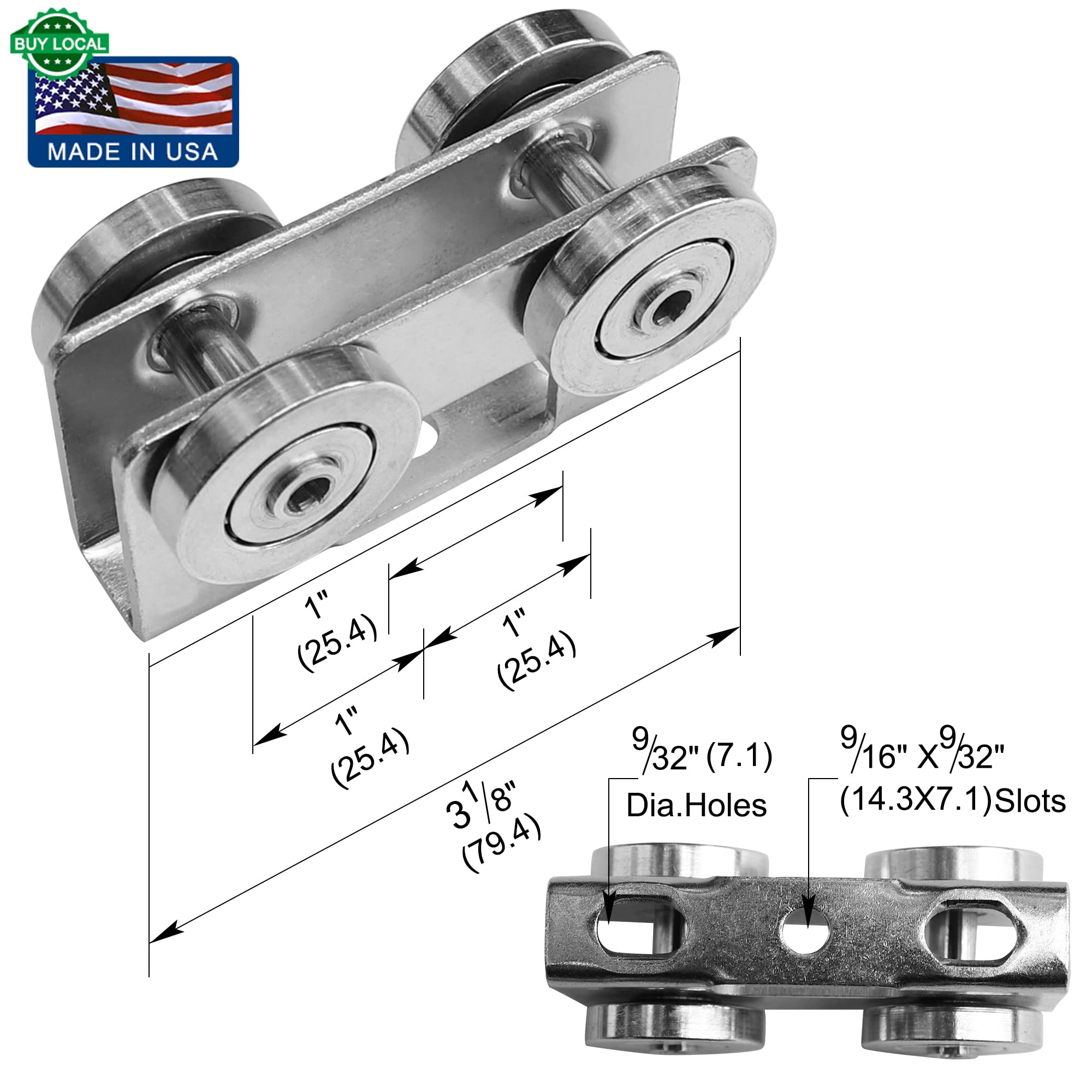 Trolley Assembly 4 Wheel Light Duty for Use with All 1-5/8" or Taller Strut Channel,Electro-Galvanized Zinc (4)