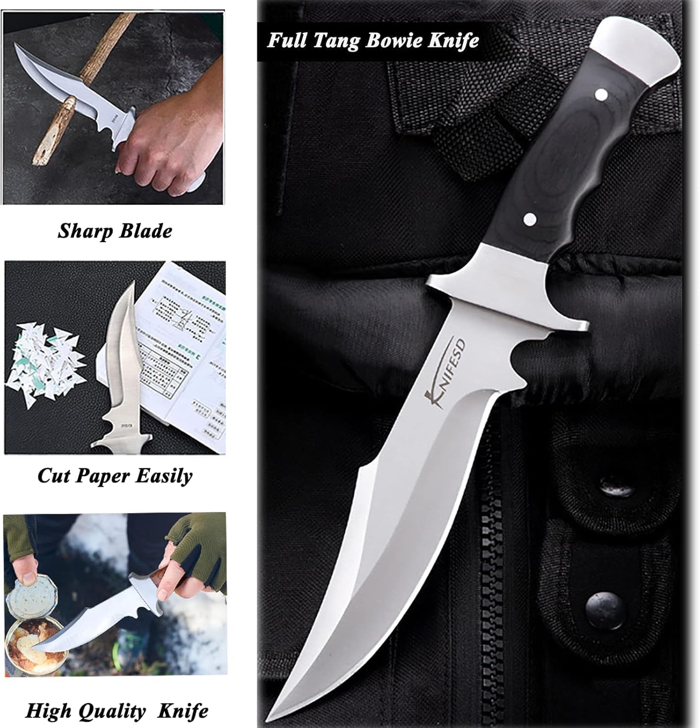 UMF Fixed Blade Knives Survival Knives for Hunting, Hunting Knives with Sheath Full Tang Knives, Fixed Blade Knives for Men Machete Sheath Camping Deer Dressing Skinner