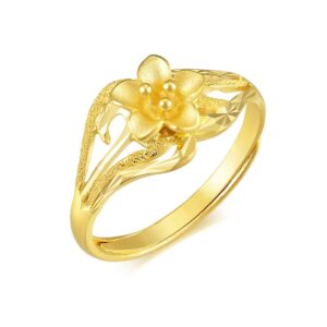 chow sang sang 999.9 24k gold price-by-weight 3.36g gold floral ring for women and wedding occasion 48949r | size: adjustable