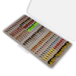 133 pcs fly fishing flies fishing ultra-thin portable flies kit assortment with box trout fishing fly lures