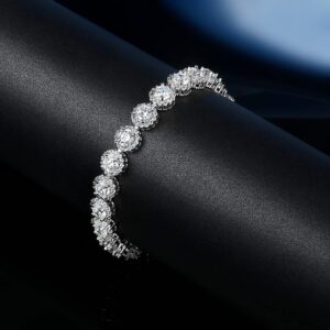 Gemsme Tennis Bracelet for Women 1 Row 18K White Gold Plated 5mm Round Cubic Zirconia Bracelets