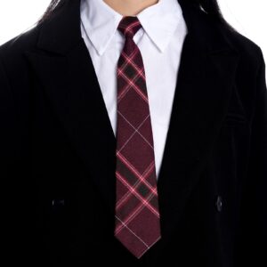 Sucrain 5pcs Boy's Necktie Pre-tied Adjustable Neck Strap Tie Plaid Zipper Tie for Wedding Graduation School Cosplay Uniforms