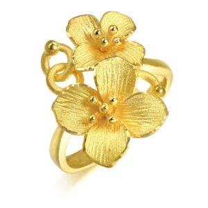 chow sang sang 999.9 24k gold price-by-weight 7.86g gold layering hydrangeas ring(size 17) for women 86594r