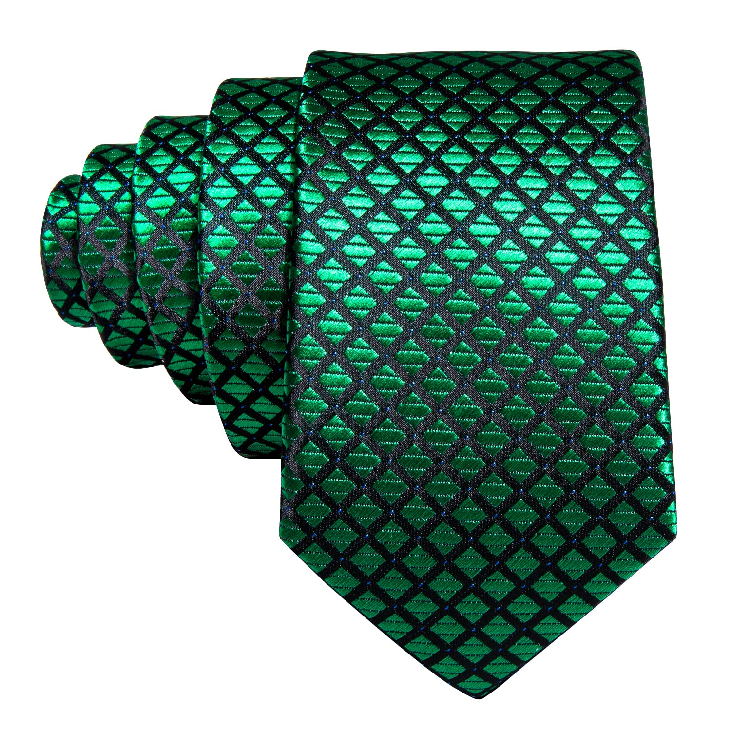 Barry.Wang Necktie Boy Silk Plaid Tie Set Father and Son Check Tie Set Hanky Engagement