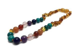 baltic essentials 12.5" polished honey half rainbow necklace