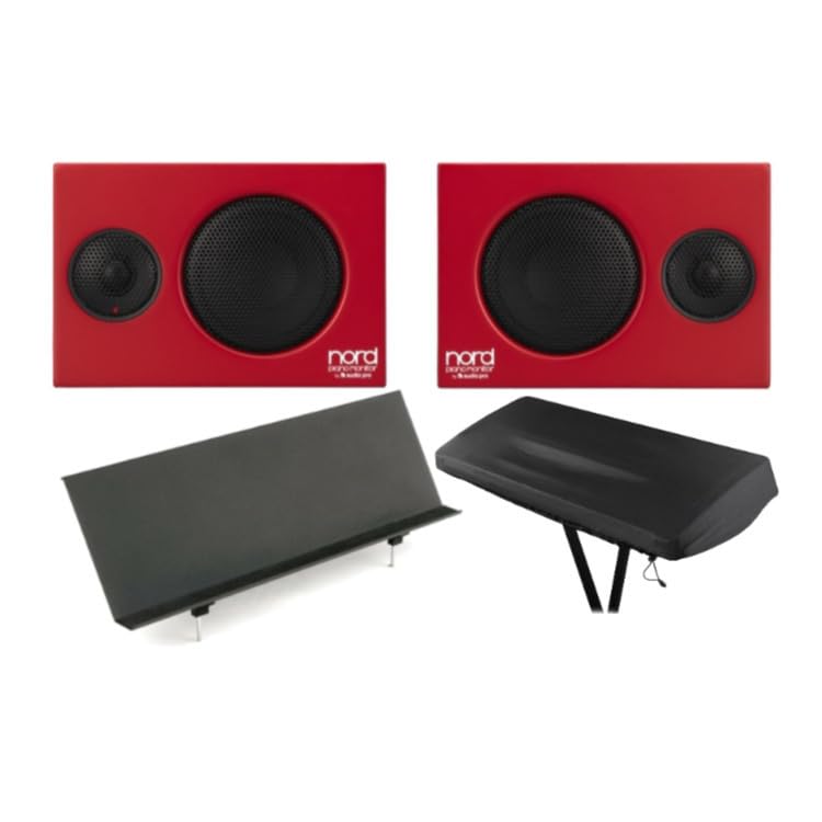 Nord Piano Monitors V2 Active Stereo Speakers (Pair) Bundle with Music Stand V2 and Dust Cover (3 Items)