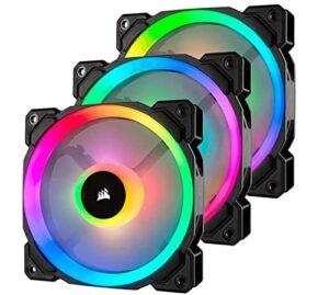 corsair ll series ll120 black rgb 120mm dual light loop rgb led pwm fan 3 fan pack with lighting node pro (co-9050072-ww) (renewed)