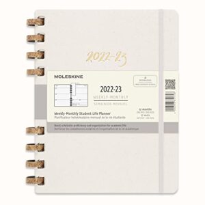 moleskine spiral 12 month 2023 academic year planner, hard cover, xl (7.5" x 9.75"), oyster