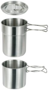 dzrzvd camping cups and mugs pot 2pcs -304 food grade stainless steel - outdoor cookware set with vented lid -33oz big+24oz small for backpacking picnic hiking