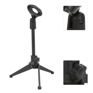 Microphone Stand,Portable Desktop 20.5-27cm Adjustable Shockproof Detachable Tripod Mini Table Stand, Mic Stand Clip Holder,for Conference/Live Streaming