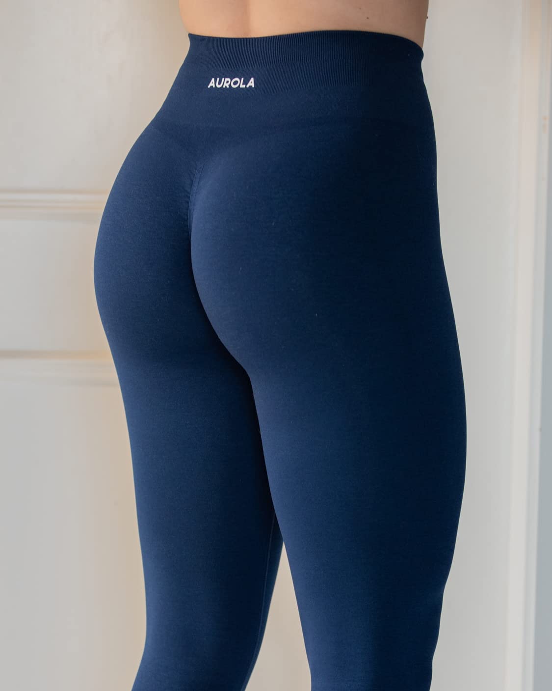 Seamless Scrunch Legging Women Yoga Pants 7/8 Tummy Control Workout Running for Workout Fitness Sport Active Ankle Legging-25'' (L, Tuxedo Blue)