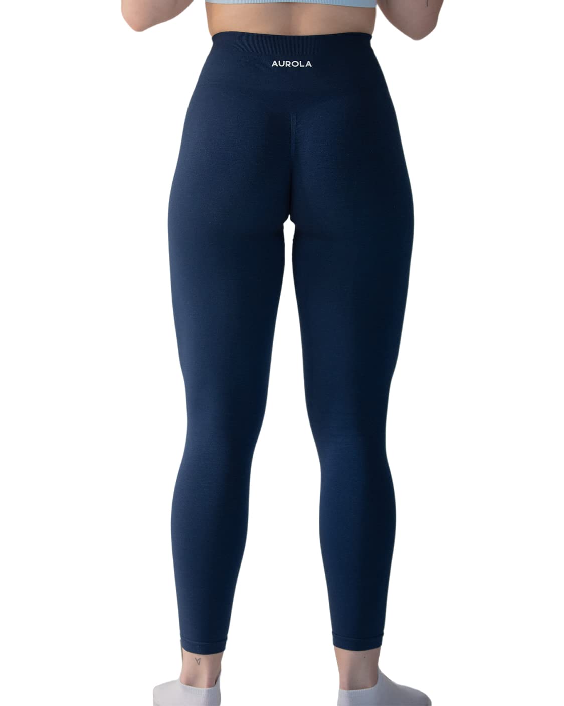 Seamless Scrunch Legging Women Yoga Pants 7/8 Tummy Control Workout Running for Workout Fitness Sport Active Ankle Legging-25'' (L, Tuxedo Blue)