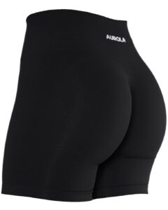 aurola intensify workout shorts for women seamless scrunch short gym yoga running sport active exercise fitness shorts(s,black)