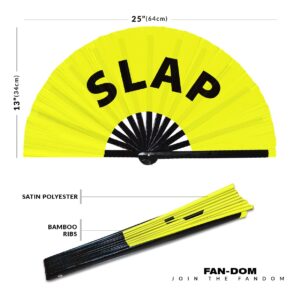 Slap Hand Fan Party Accessories Folding Fan Bamboo Rave Event Festivals Handheld Fan for Women and Men (Yellow)