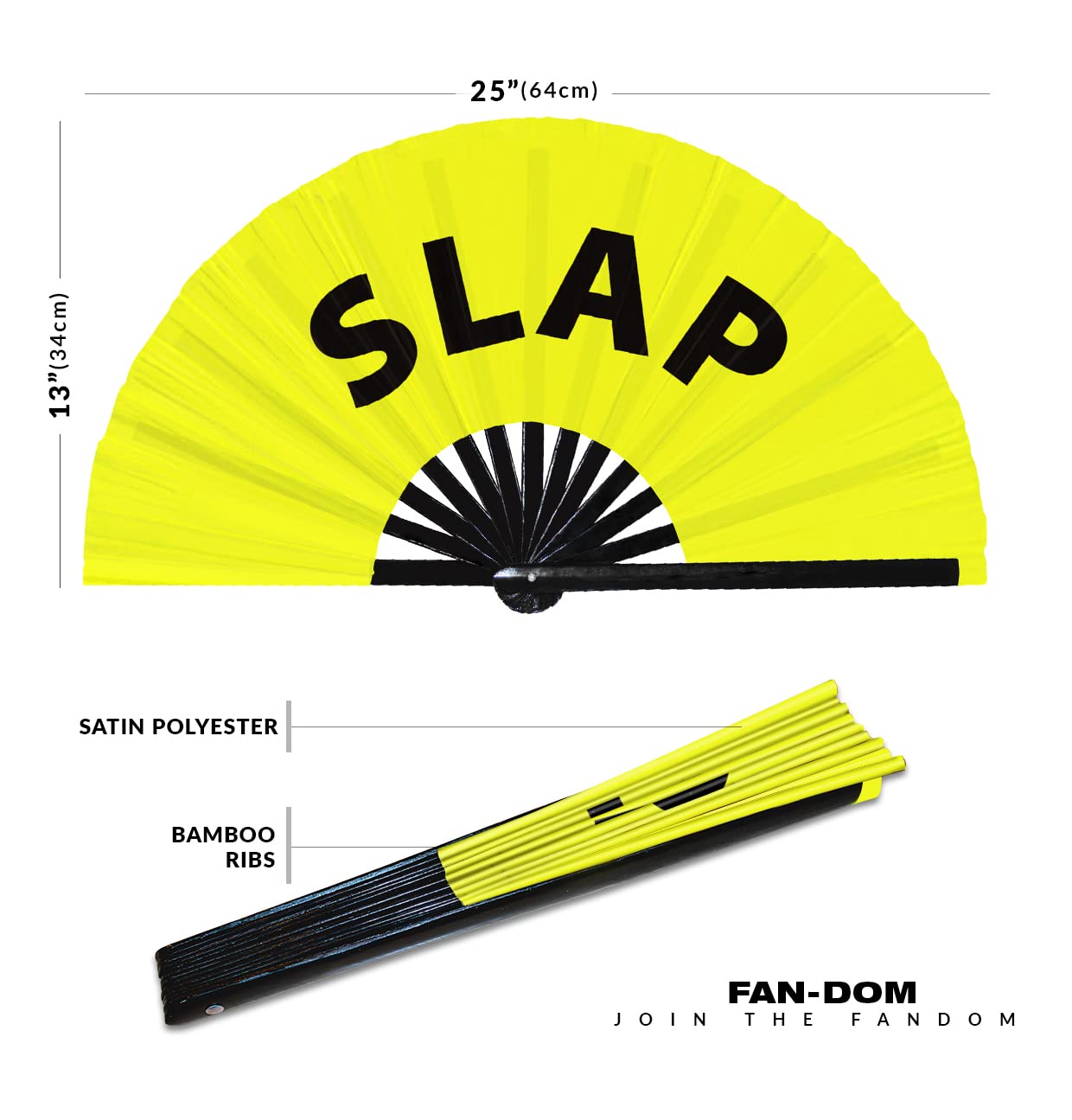 Slap Hand Fan Party Accessories Folding Fan Bamboo Rave Event Festivals Handheld Fan for Women and Men (Yellow)