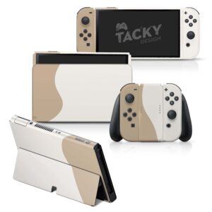 tacky design beige colorwave skin compatible with nintendo switch oled skin - vinyl 3m color blocking stickers set - compatible with nintendo switch oled skin joy con, console, dock - decal full wrap