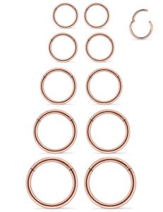 xnsjeyy 16g stainless steel nose rings hoops hinged clicker septum ring lip ring cartilage tragus earrings body piercing jewelry for women rose gold