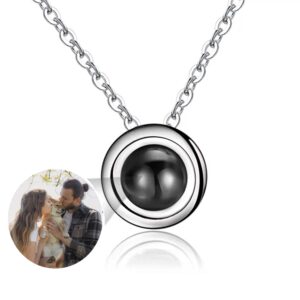 customized photo projection necklace round photo necklace for women i love you necklace 100 languages with image inside for mom wife