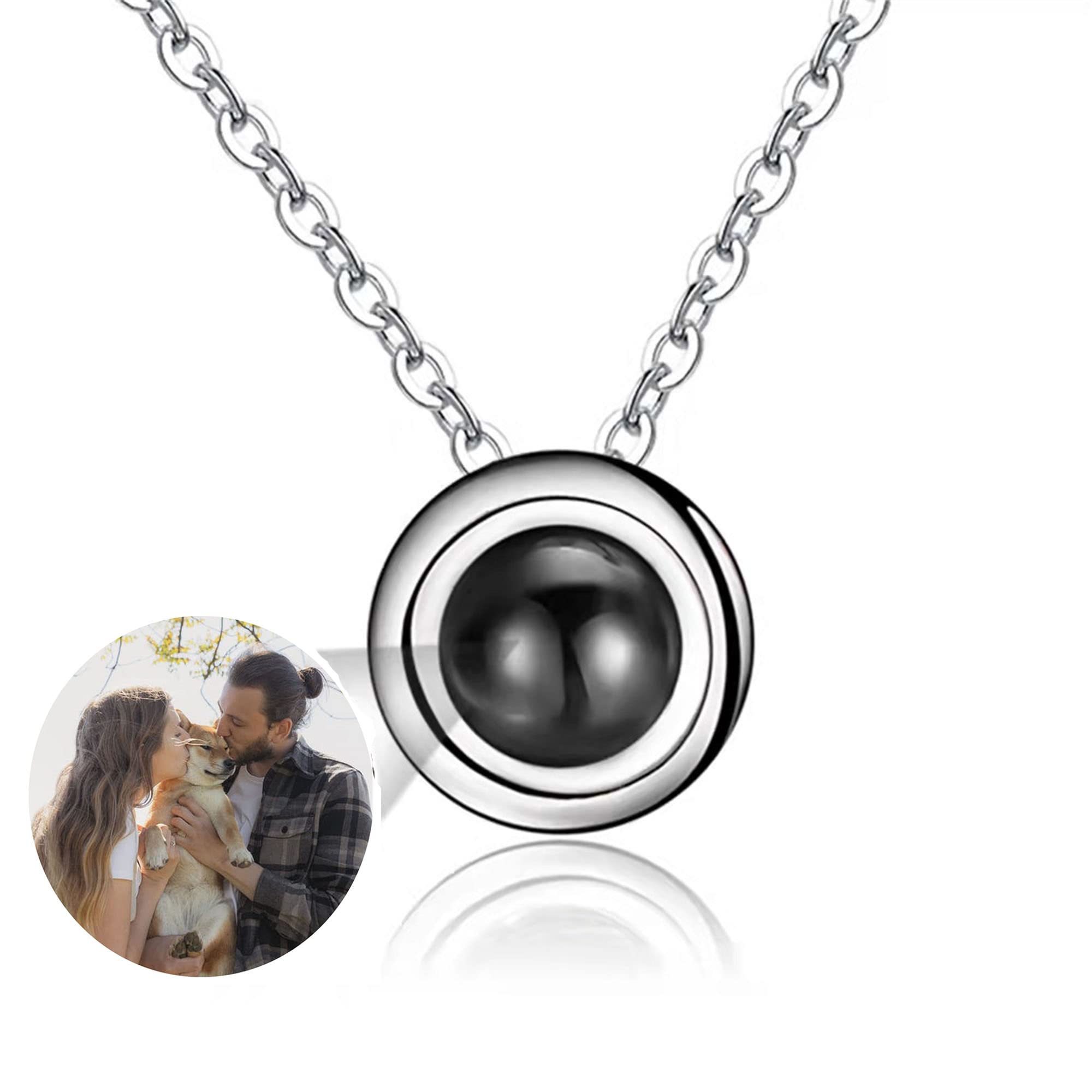 Customized Photo Projection Necklace Round Photo Necklace for WoMen I Love You Necklace 100 Languages with Image Inside for Mom Wife