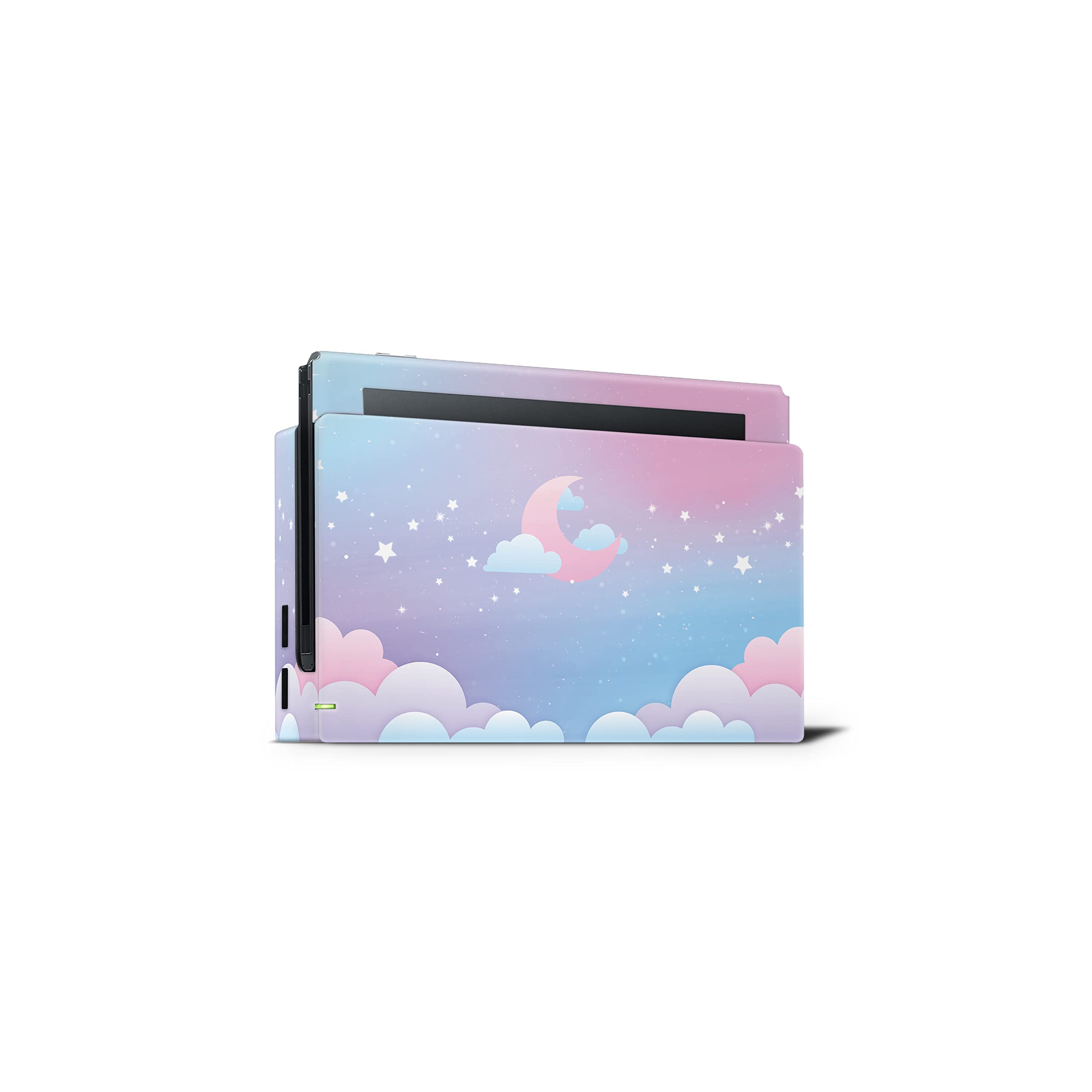 TACKY DESIGN Clouds Skin Compatible with Nintendo Switch Skins Decal, Stickers Blue Pastel Starry Sky Vinyl 3M Moon Full wrap Cover (Blue Pink Gradient)