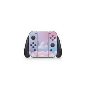 TACKY DESIGN Clouds Skin Compatible with Nintendo Switch Skins Decal, Stickers Blue Pastel Starry Sky Vinyl 3M Moon Full wrap Cover (Blue Pink Gradient)