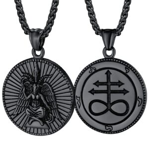 faithheart satan church jewelry sabbatic gift sigil of lucifer pendant necklace women baphomet goat neck charms