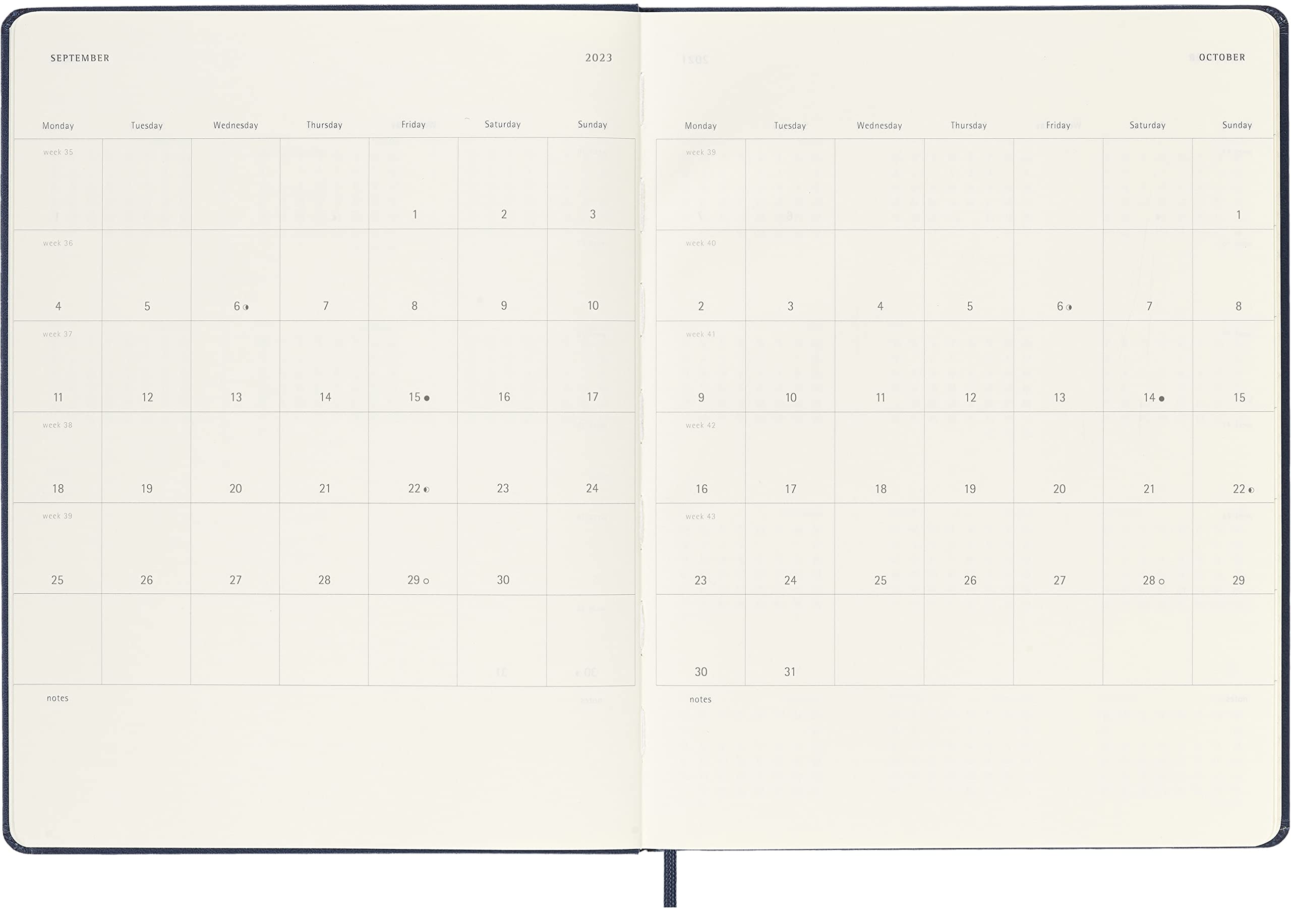 Moleskine Classic 18 Month 2022-2023 Weekly Planner, Hard Cover, XL (7.5" x 9.75"), Sapphire Blue