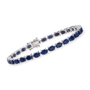 ross-simons 18.00 ct. t.w. sapphire tennis bracelet in sterling silver. 8 inches