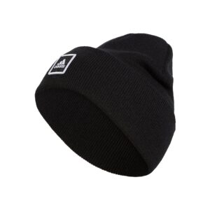 adidas wide cuff fold beanie, black/white, one size