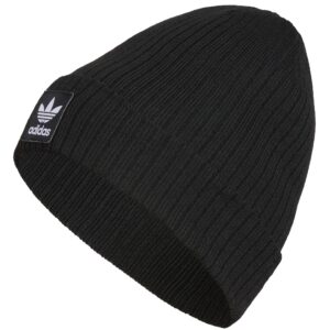 adidas originals women's rib beanie, black/white 2, one size