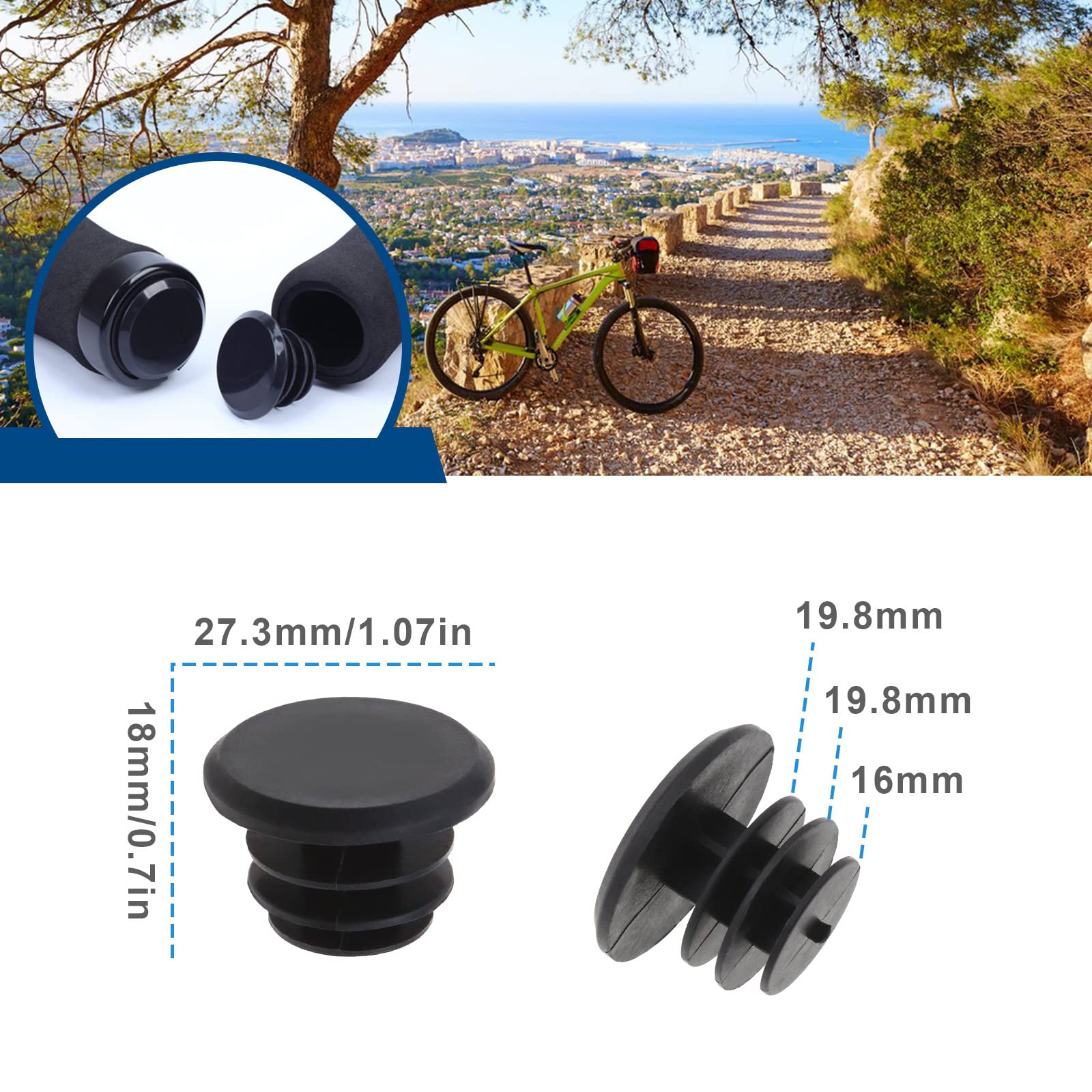 Create idea 10PCS Bike Handlebar Bar End Plugs Bicycle End Caps Plastic End Plugs for Road Bike Mountain Bike BMX Black 22mm Bicycle Replacement Accessories