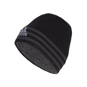 adidas men's eclipse reversible beanie, black/onix grey/grey f22, one size