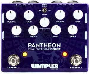 wampler pantheon deluxe dual overdrive pedal with midi, blue