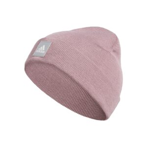 adidas women's 1x1 cuff fold beanie, magic mauve purple/clear onix grey/white, one size