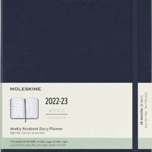 Moleskine Classic 18 Month 2022-2023 Weekly Planner, Hard Cover, XL (7.5" x 9.75"), Sapphire Blue