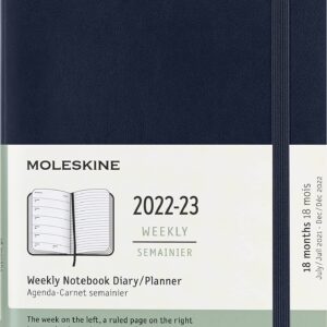 Moleskine Classic 18 Month 2022-2023 Weekly Planner, Soft Cover, Large (5" x 8.25"), Sapphire Blue