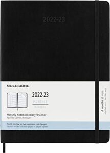 moleskine 2023 monthly planner, 18m, extra large, black, soft cover (7.5 x 10)