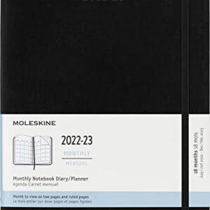 Moleskine 2023 Monthly Planner, 18M, Extra Large, Black, Soft Cover (7.5 x 10)