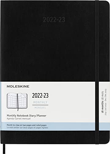 Moleskine 2023 Monthly Planner, 18M, Extra Large, Black, Soft Cover (7.5 x 10)