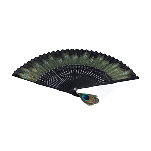 Chinese Fan, Beautiful Peacock Pattern Hand Fan Widely Used for Clothes Decoration for Dance Performance