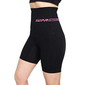 supacore women's abdominal support postpartum compression shorts- seamless, si belt hip stability, joint muscle tummy support black